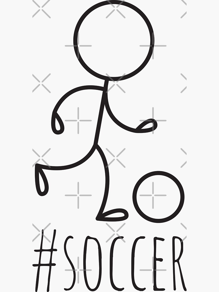 "Hashtag Soccer, With Stick Figure Kicking Soccer Ball" Sticker by ...