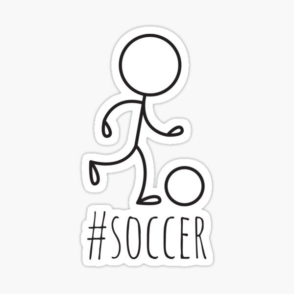 "Hashtag Soccer, With Stick Figure Kicking Soccer Ball" Sticker by ...