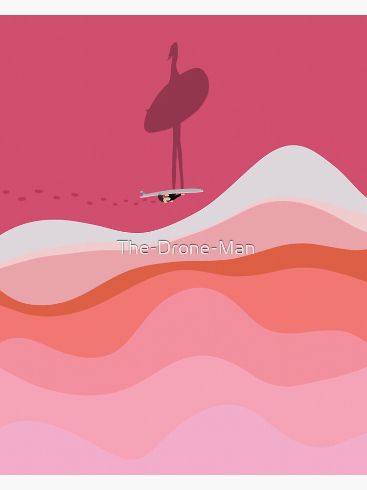 "Gone Surfing | Pink Beach Illustration " Sticker by The-Drone-Man ...