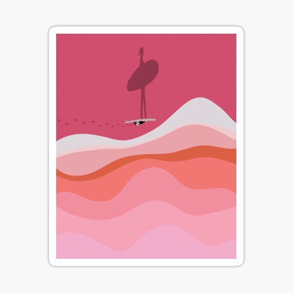 "Gone Surfing | Pink Beach Illustration " Sticker by The-Drone-Man ...