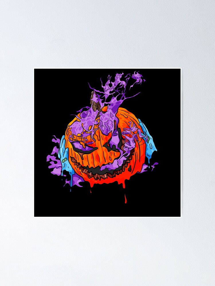 "Halloween Pumpkin Smoke Digital Grime Art" Poster for Sale by Krystian ...