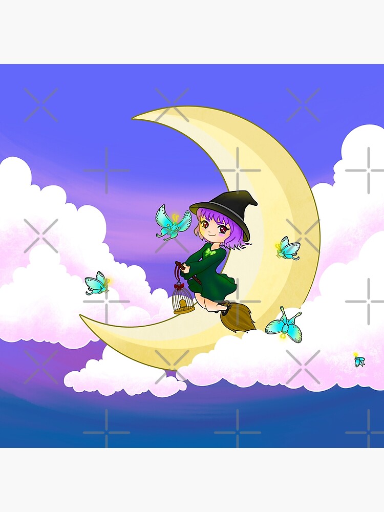 "Chibi moth witch flying " Art Print for Sale by Chibimallo | Redbubble