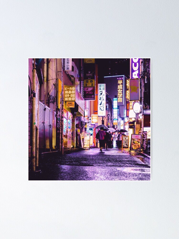 "Tokoyo Neon Pink Purple Alley Landmark" Poster for Sale by ...
