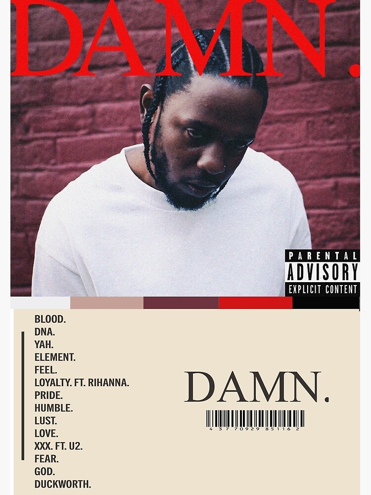 "DAMN. Kendrick Lamar damn track list poster" Poster for Sale by ...