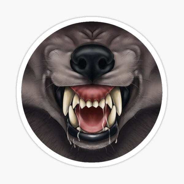 "Snarling Werewolf Face (drooly)" Sticker for Sale by SidianArts ...