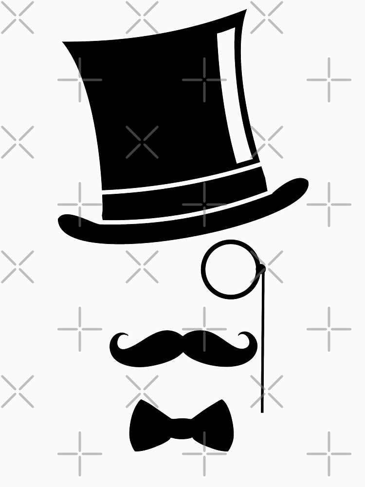 "Mustache Monocle Top Hat " T-shirt for Sale by BigTime | Redbubble ...