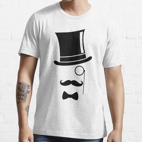 "Mustache Monocle Top Hat " T-shirt for Sale by BigTime | Redbubble ...