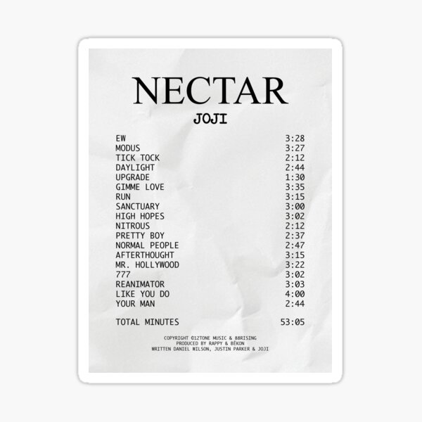 "Nectar Joji Receipt" Sticker by dnw946 | Redbubble