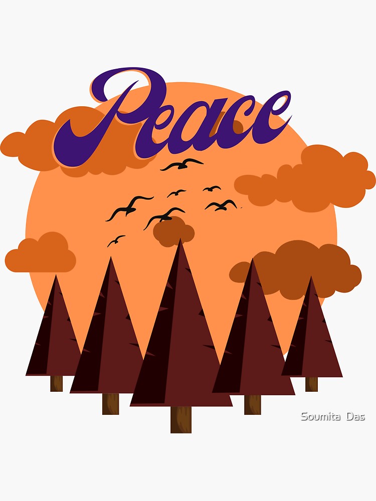 "Beautiful illustration sunset | peace" Sticker for Sale by soumii21 ...