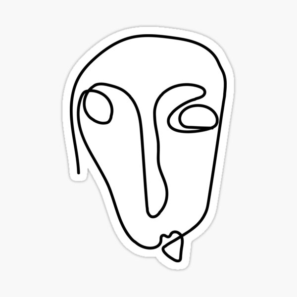 Face One Line Art Sticker For Sale By Wegdana Redbubble
