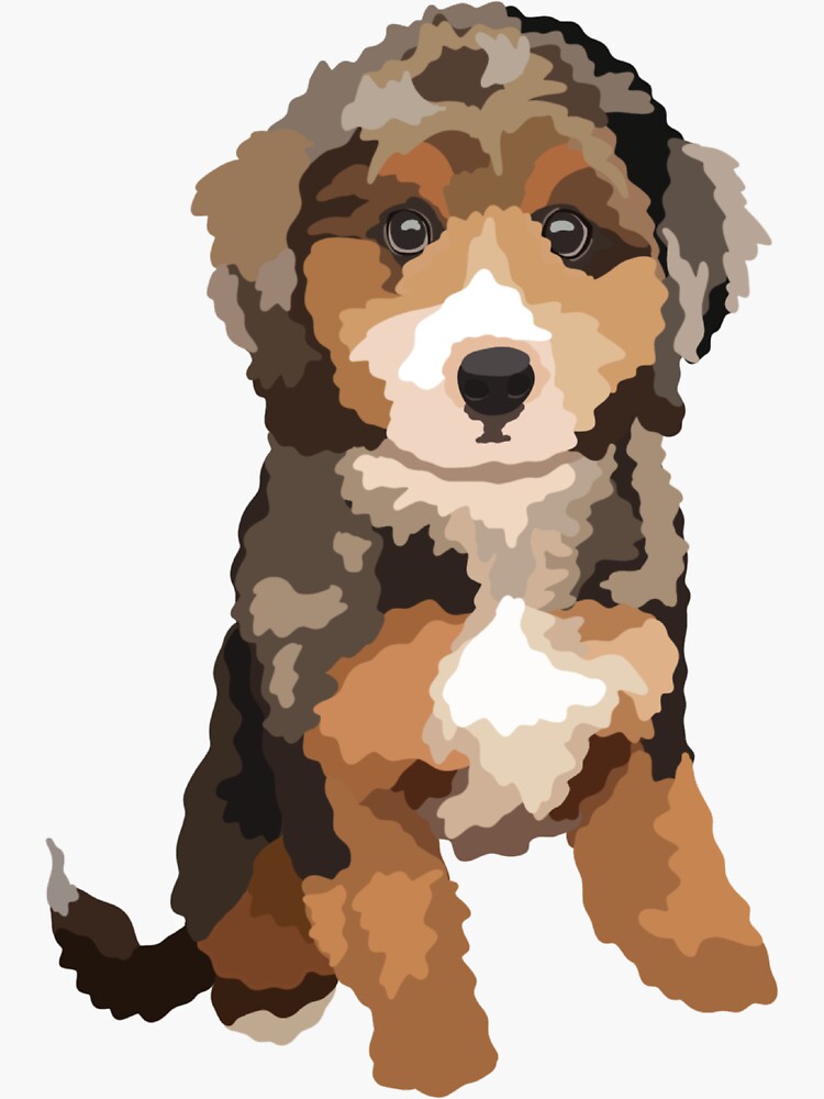"Aussie Doodle Dog Portrait Digital Illustration" Sticker for Sale by ...