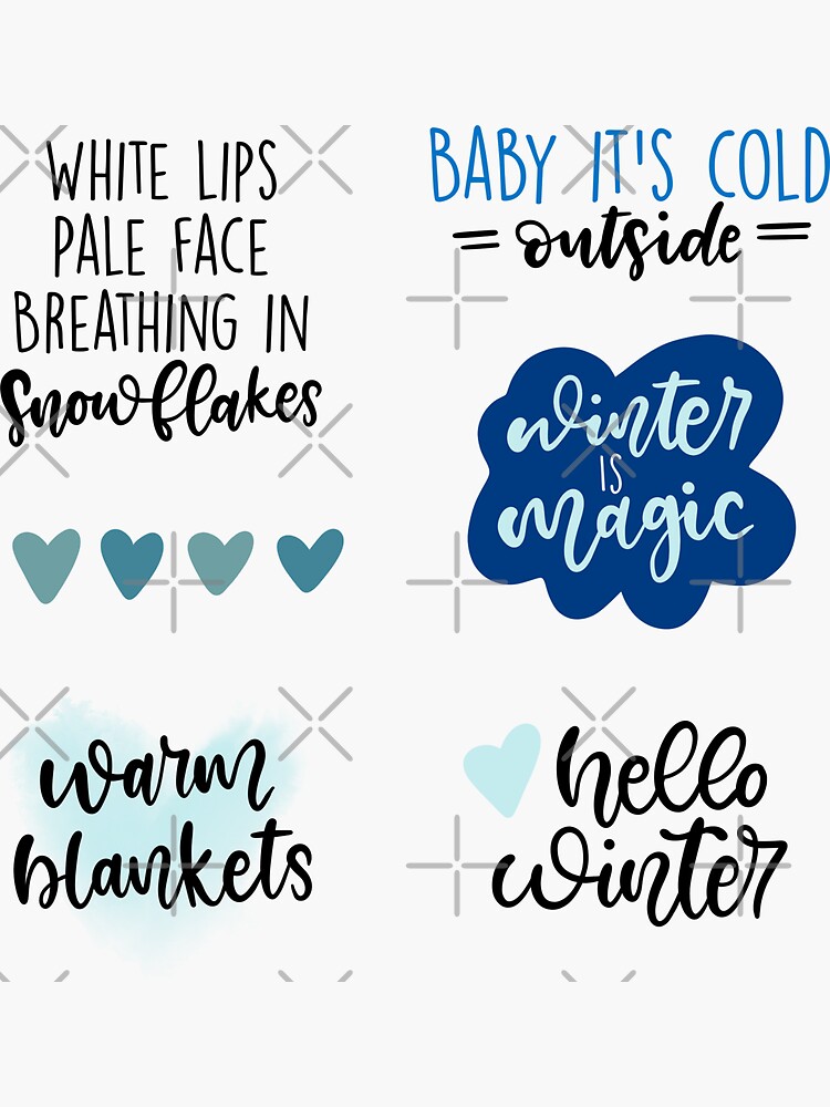 "Winter/Cold Aesthetics Sticker Pack" Sticker for Sale by Slletterings ...