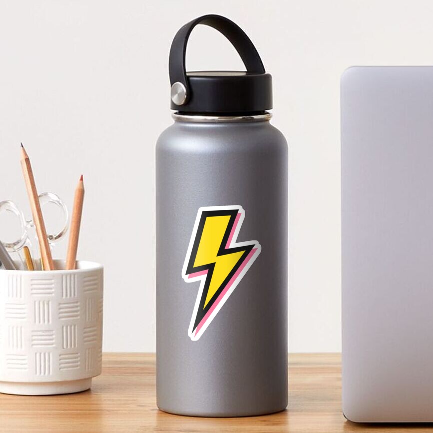 "Yellow Lightning Bolts with Pink Background " Sticker for Sale by ...