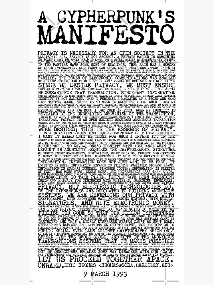 A Cypherpunk’s Manifesto Premium Matte Vertical Poster sold by Doug ...