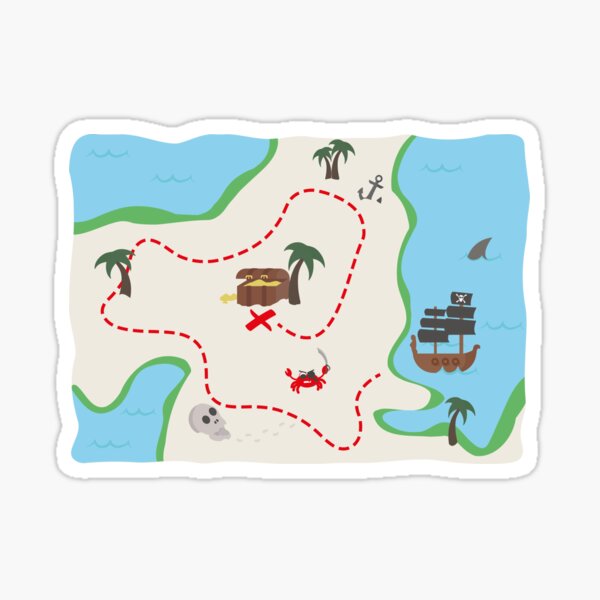 "Pirate treasure map" Sticker for Sale by Toehk | Redbubble
