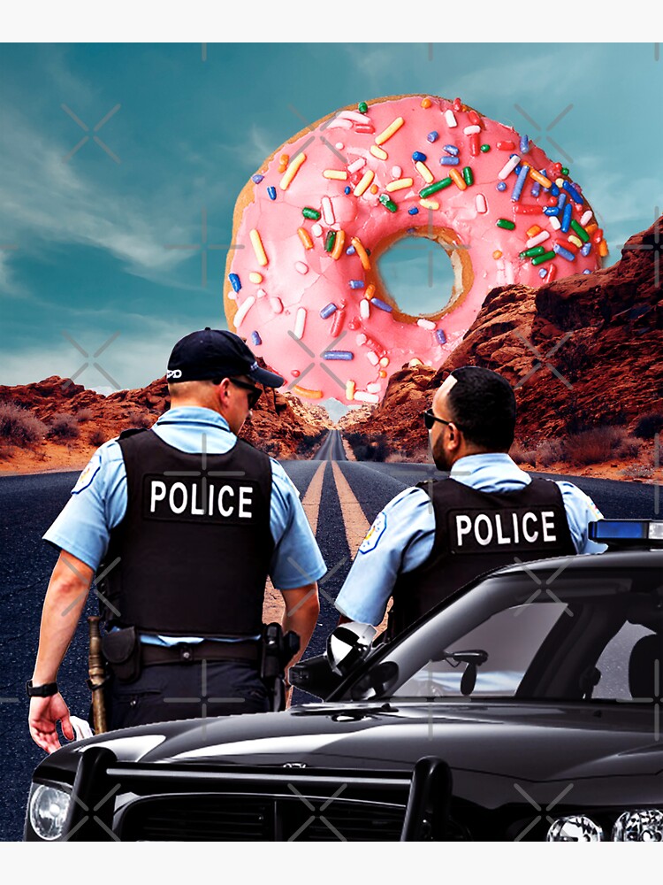 Pegatina «Donut Police - Collage Art - Arte digital surrealista - Donut ...