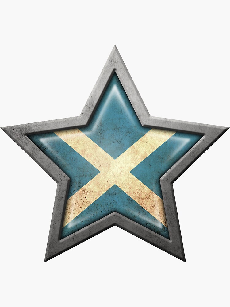 "Scottish Flag Inside of an Aged and Scratched Star" Sticker for Sale ...