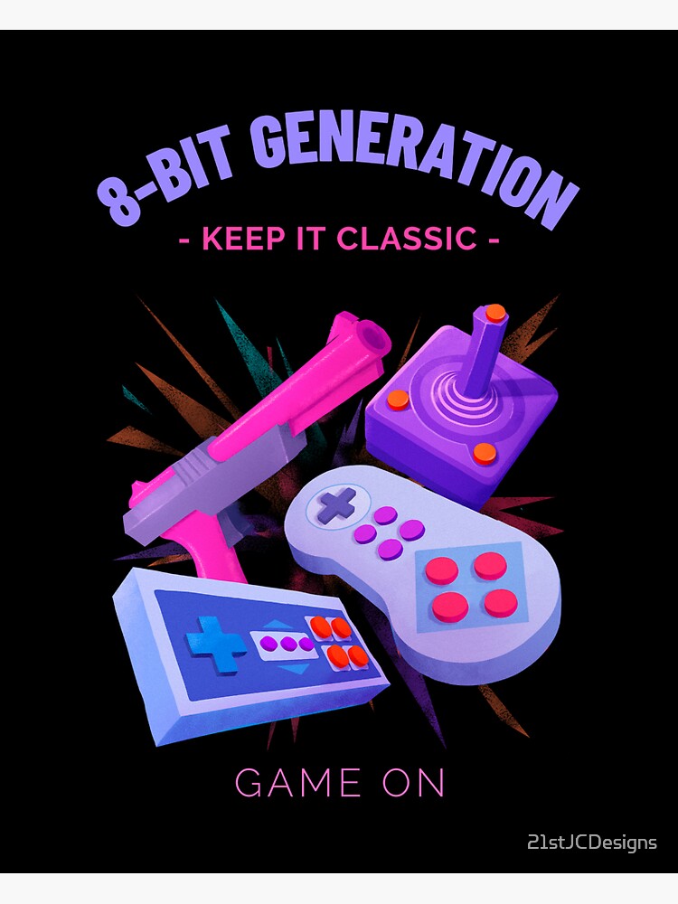 "8-bit Generation Old Skool Gaming design" Sticker for Sale by ...