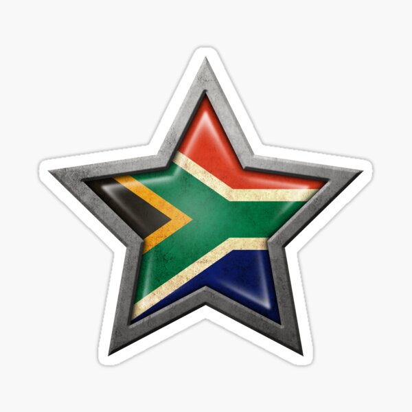 "South African Flag Inside of an Aged and Scratched Star" Sticker for ...