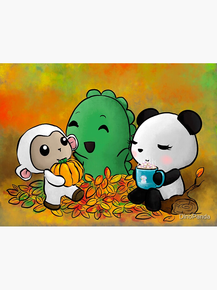 "Dino & Panda Digital Painting: Autumn Leaves and Hot Chocolate ...