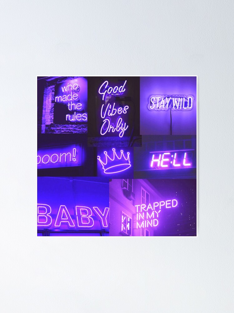"Purple Neon Lights Aesthetic Collage" Poster by Snowflake6 | Redbubble