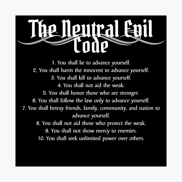 Lámina fotográfica «Cuadro de alineación DnD "The Neutral Evil Code ...