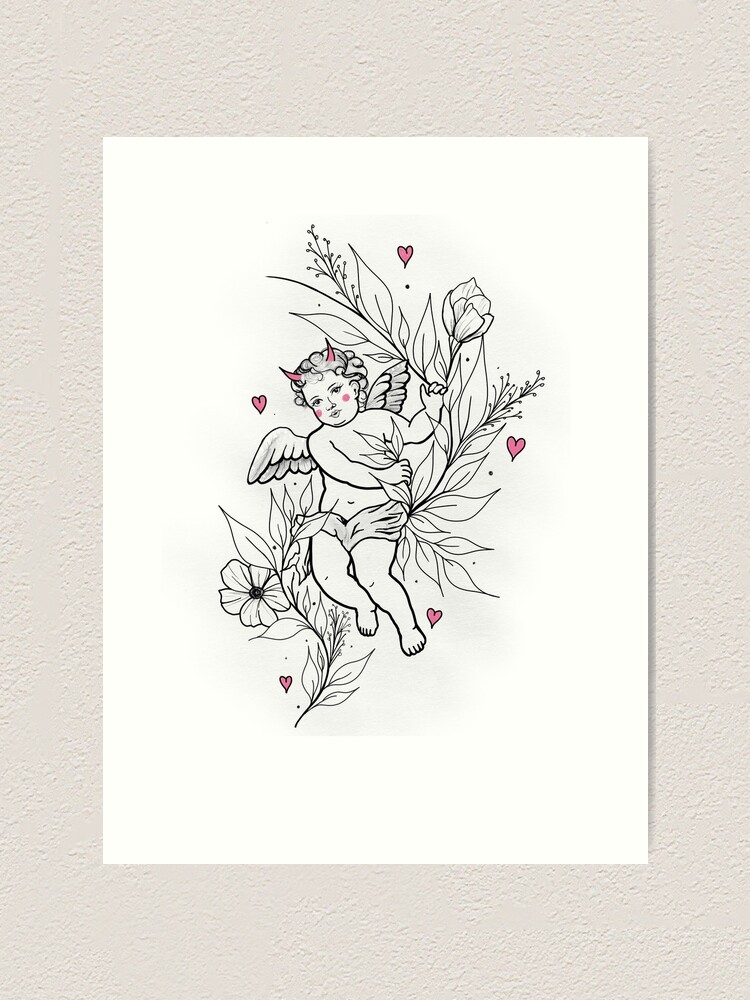 " Cherub Aesthetic Drawing" Art Print by KaymieSeven | Redbubble
