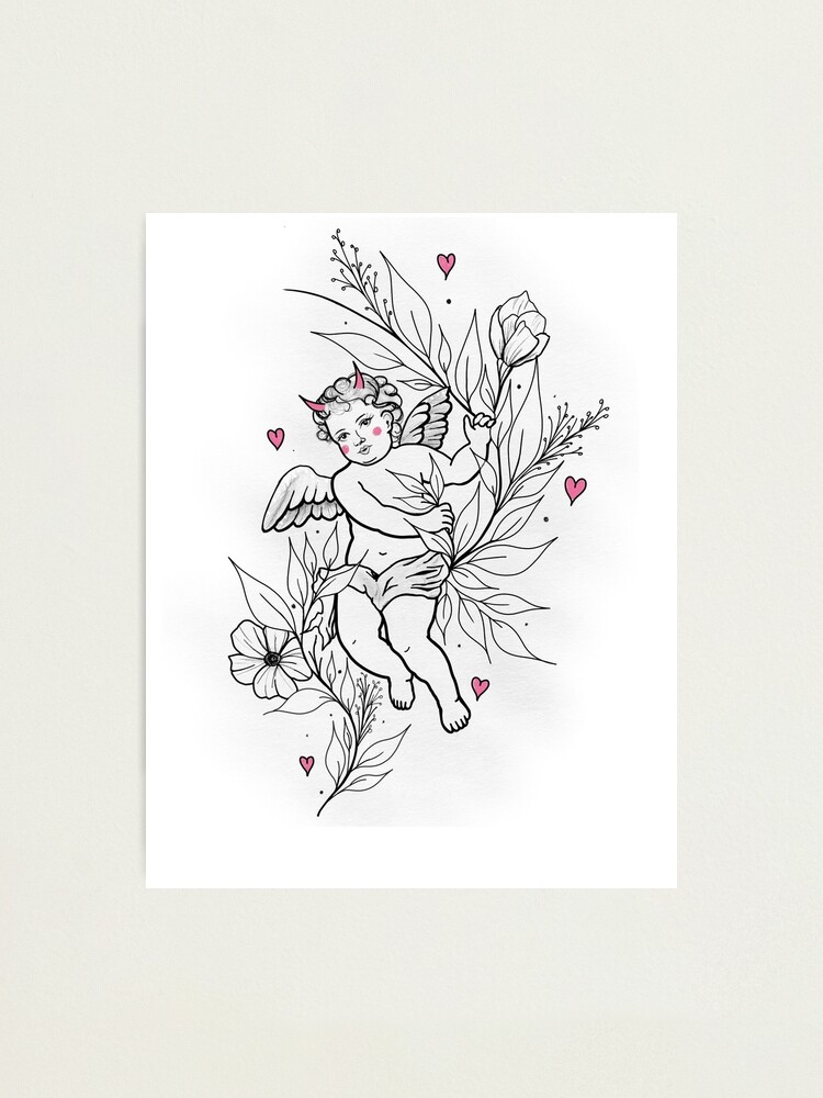 " Cherub Aesthetic Drawing" Photographic Print by KaymieSeven | Redbubble