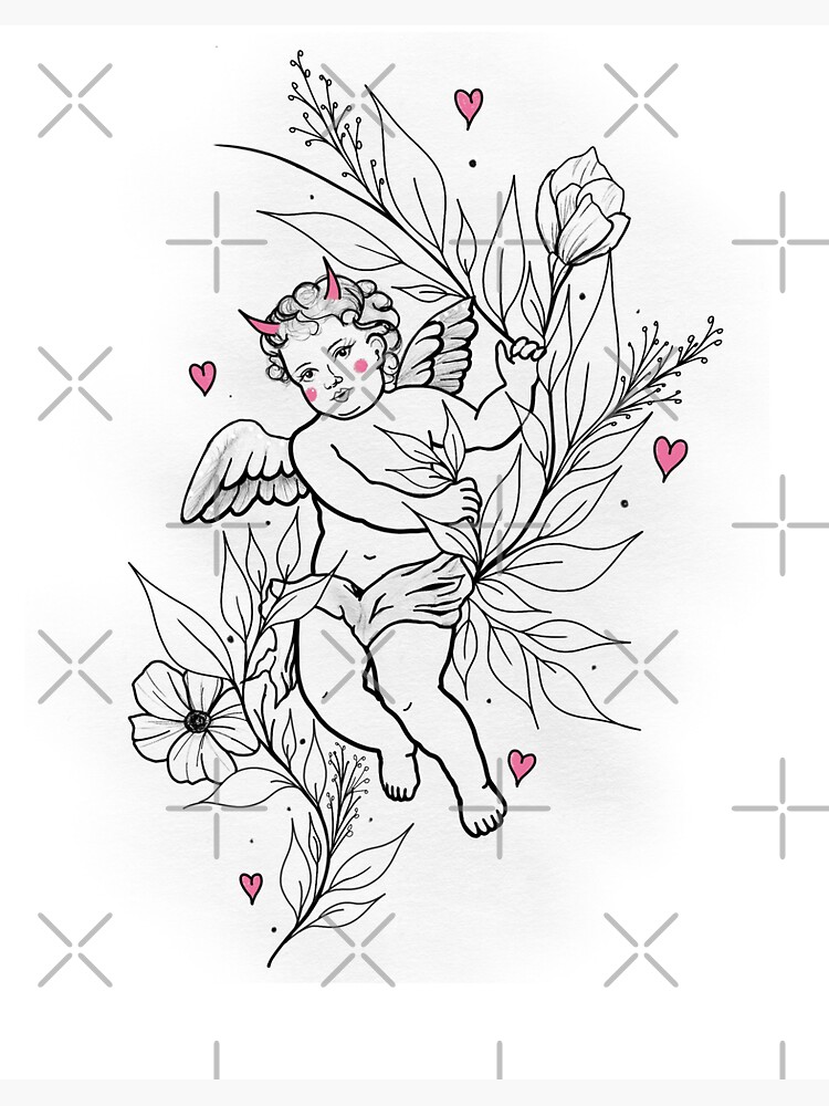 " Cherub Aesthetic Drawing" Sticker by KaymieSeven | Redbubble