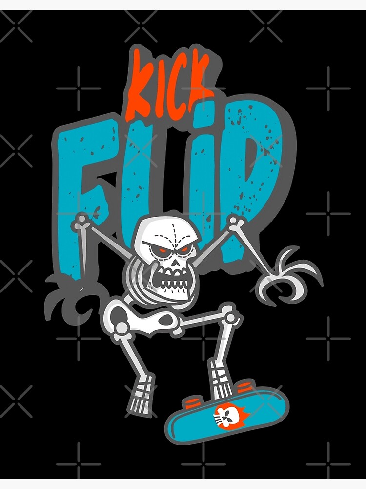 Póster «Skateboarding Kick Flip Azul. Para Gnarly Rippers, ¡no se ...