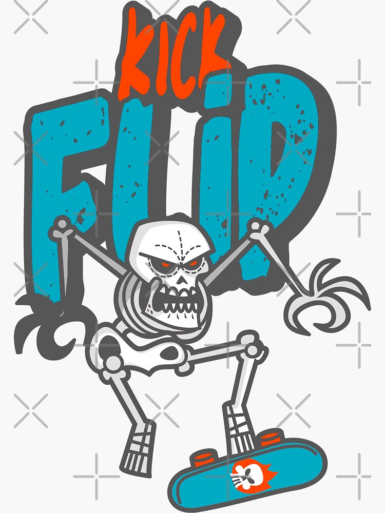 "Skateboarding Kick Flip Blue. For Gnarly Rippers, No Snakes Allowed ...