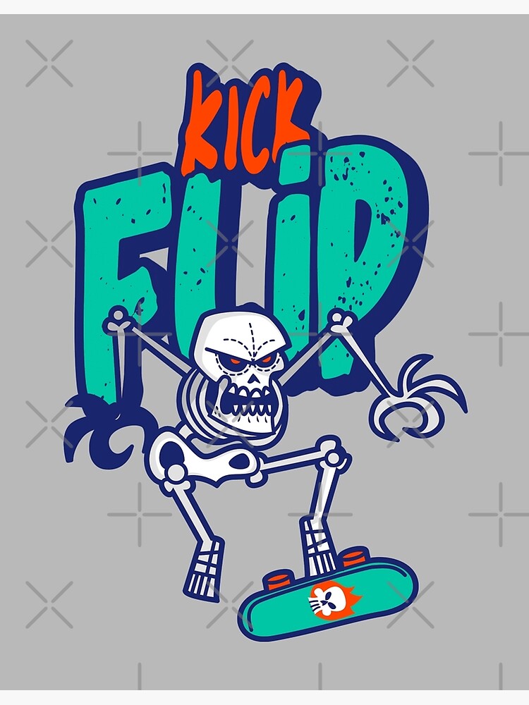 "Skateboarding Kick Flip Retro Colors. For Gnarly Rippers, No Snakes ...