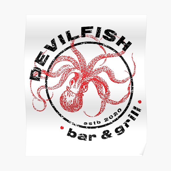 Póster «Devilfish Bar & Grill, ficticio, divertido, original, versión ...
