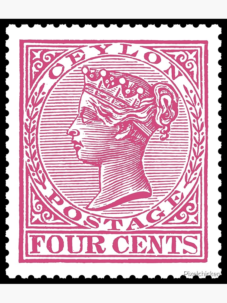 "Postage Stamp 1880s Ceylon Four Cent Queen Victoria " Poster by ...