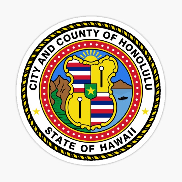 "Great seal of Honolulu in the State of Hawaii" Sticker by Cult-r ...