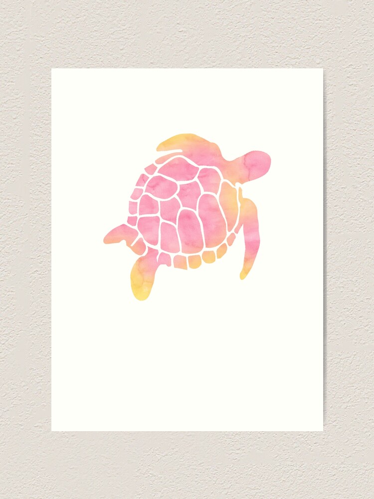 "Sea Turtle Watercolor Pink Girly Cute Vegan" Art Print for Sale by ...