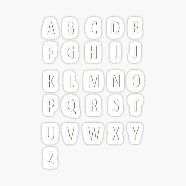 "complete alphabet - white" Sticker for Sale by ZiphGames | Redbubble