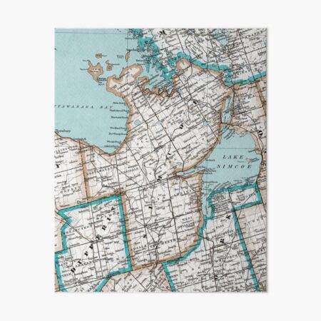 "Map of Simcoe County, Ontario, Canada" Art Board Print for Sale by Gin ...