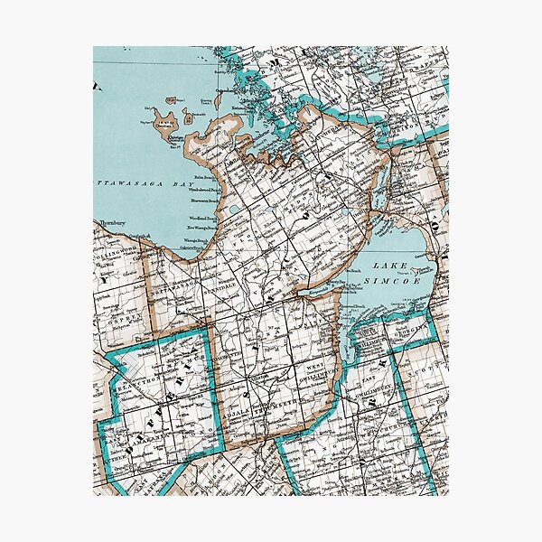 "Map of Simcoe County, Ontario, Canada" Photographic Print by gin-nek ...