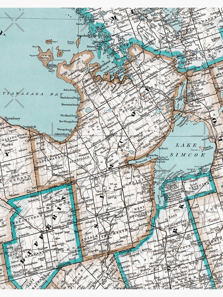 "Map of Simcoe County, Ontario, Canada" Sticker for Sale by gin-nek ...
