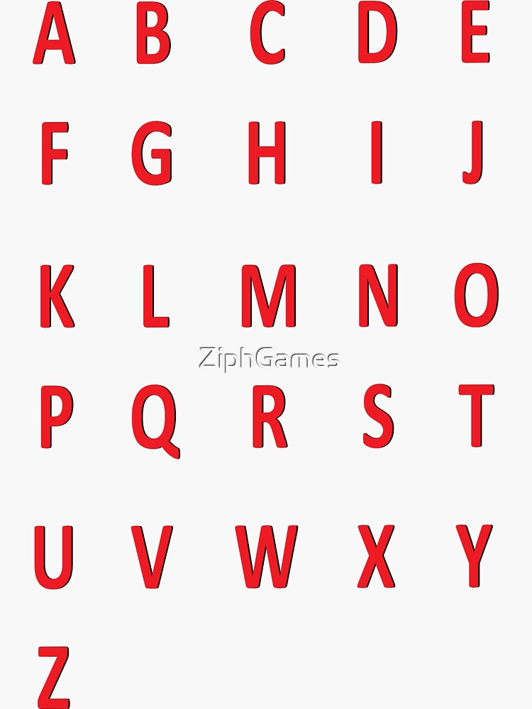 "complete alphabet - red" Sticker for Sale by ZiphGames | Redbubble