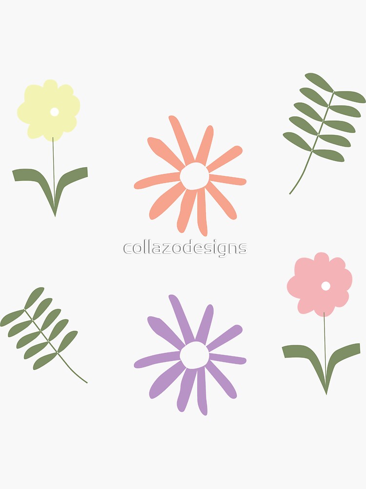 "Minimalist Flowers and Leaves Pack" Sticker for Sale by collazodesigns ...