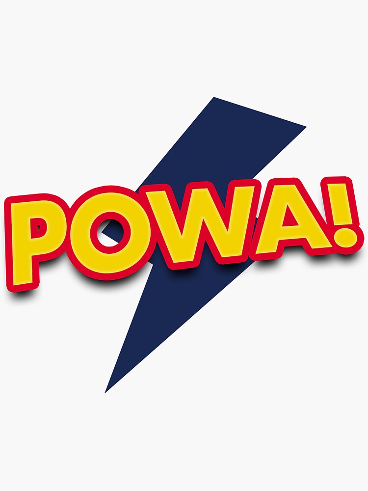 "Powa!" Sticker for Sale by SuperBangDesign | Redbubble