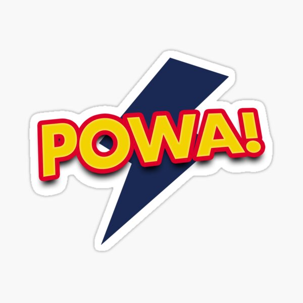 "Powa!" Sticker for Sale by SuperBangDesign | Redbubble