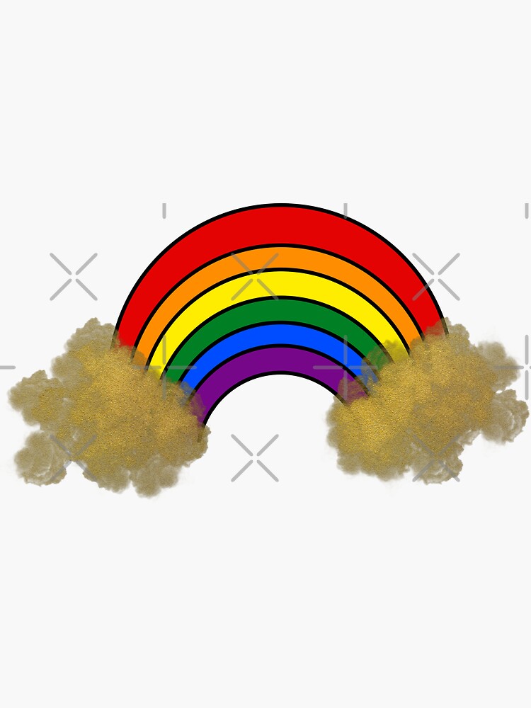 "Subtle Rainbow Flag with Gold Clouds" Sticker by -Gedwolcraeft ...