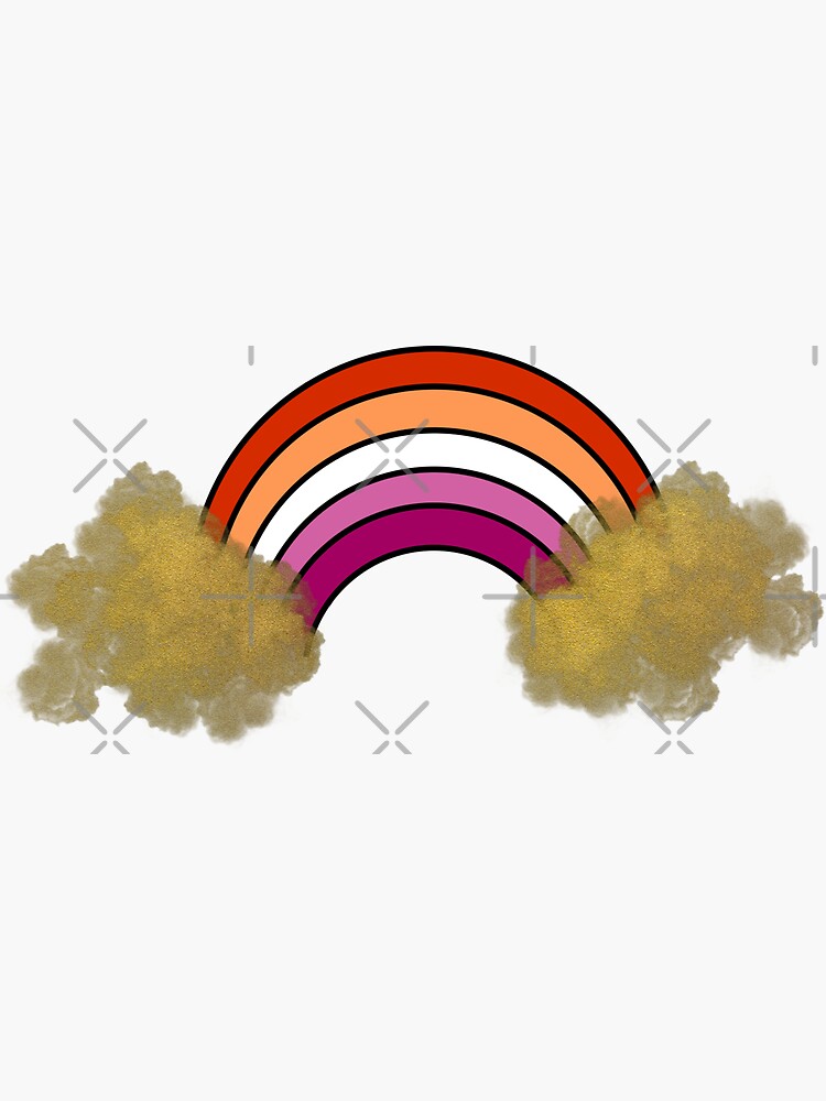 "Subtle Pride Rainbow Flag with Gold Clouds" Sticker by -Gedwolcraeft ...