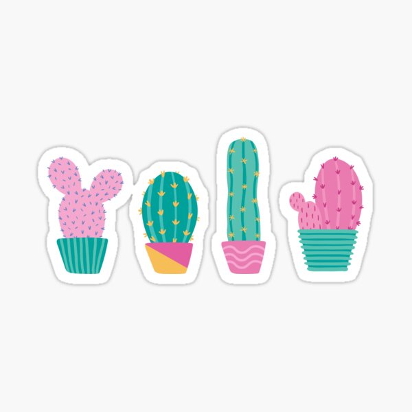 "Pink Cute Girly Cactus Cacti Aesthetic " Sticker by kambamdesigns ...