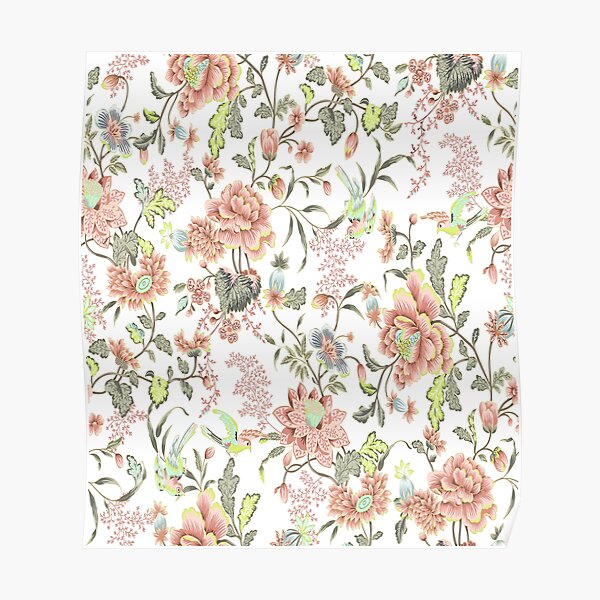 "Dainty Cottagecore Packed Floral Pattern - peach / pink" Poster for ...