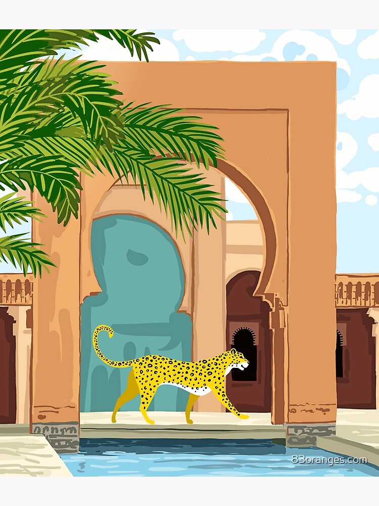 "Cheetah under the Moroccan arch #illustration #painting" Poster by ...