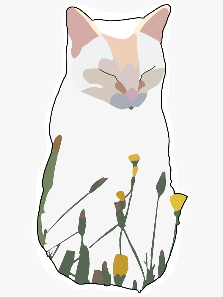 "cottage core cat" Sticker by extradoodles | Redbubble